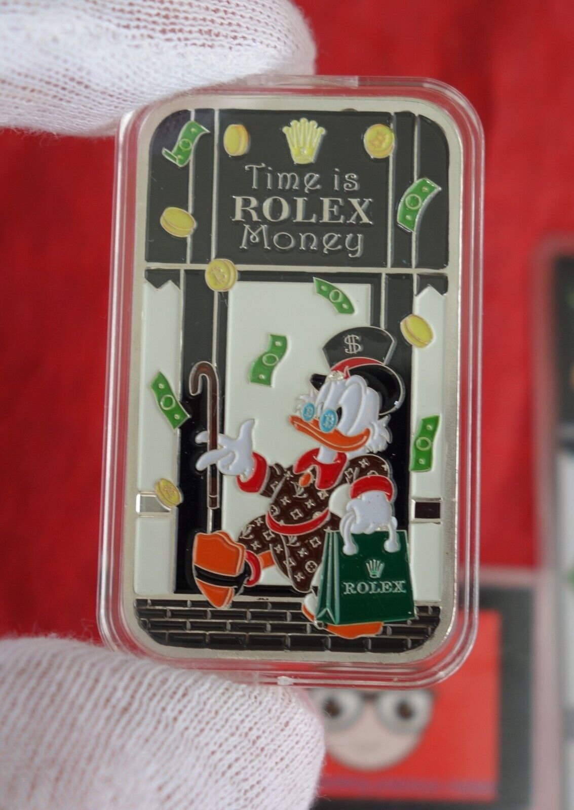 1 oz Silver Scrooge McDuck Rolex “Time is Money” Silver Art Bar w COA ...